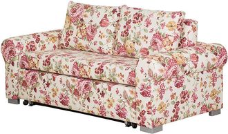 Mørteens home24 Schlafsofa Basic Country Beige/Beige/Rosa Webstoff Orgesa 164cm mit Schlaffunktion Landhaus