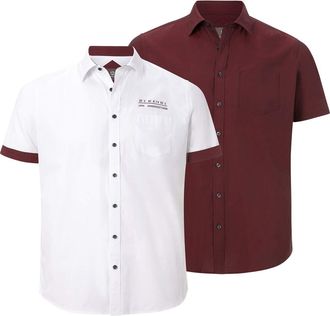 Jan Vanderstorm Herren Doppelpack Hemd Evin Kurzarmhemd | Reine Baumwolle rot, 7XL (XXXXXXXL) - 55/56
