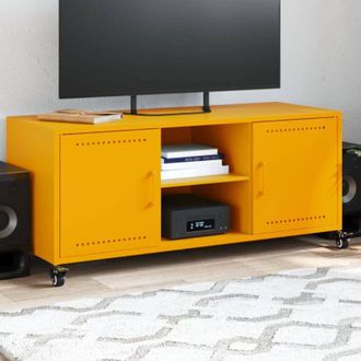 vidaXL Vidaxl - Meuble tv jaune moutarde 100,5x39x43,5 cm acier