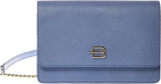 Baldinini Femme, Accessoires, Bleu, Taille: ONE Size Portefeuille &agrave; imprim&eacute; l&eacute;zard avec cha&icirc;ne