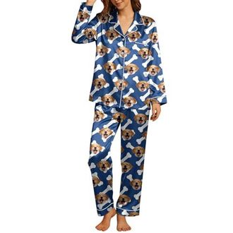 Generic Pyjama d&eacute;contract&eacute; &agrave; motif floral, haut &agrave; manches longues et pantalon confortable - V&ecirc;tements de nuit doux pour des nuits confortables et des week-end