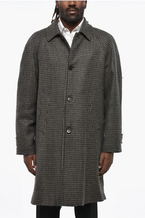 Paltò Houndstooth Patterned MARCELLO Coat with Quilted Lining Größe 48