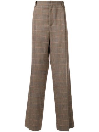 Botter pantalon droit à carreaux - Marron
