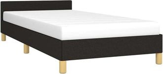 vidaXL Vidaxl - Cadre de lit noir 80x200 cm avec t&ecirc;te de lit - Tissu polyester durable - Pieds robustes pour stabilit&eacute; - Lattes en contreplaqu&eacute;
