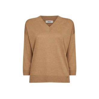 Herno V-Ausschnitt-Pullover - - Knitwear - Damen - Braun - XS