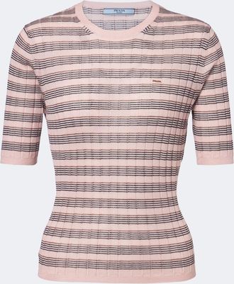 Prada Pull en cachemire et soie &agrave; rayures