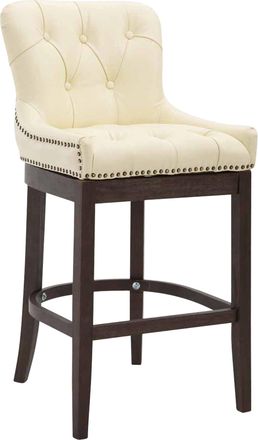 Clp Barhocker Lakewood Echtleder-Bezug I Gepolstert I Gestell Aus Dunklem Holz, Farbe:Creme