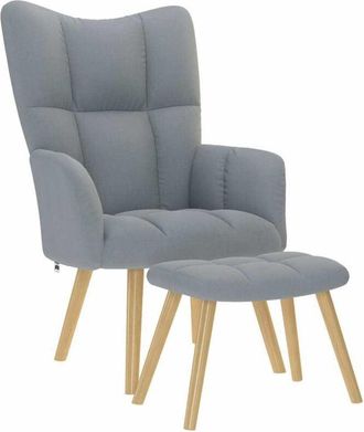 vidaXL Relaxsessel mit Hocker Hellgrau Stoff - Vidaxl