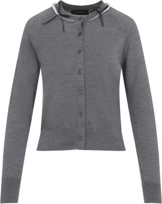 Simone Rocha Femme, Pulls, Gris, Taille: 38 FR Embellished Collar Cardigan