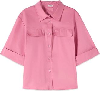 Oltre Femme, Blouses et Chemises, Rose, Taille: 48 FR Chemise en popeline avec poches