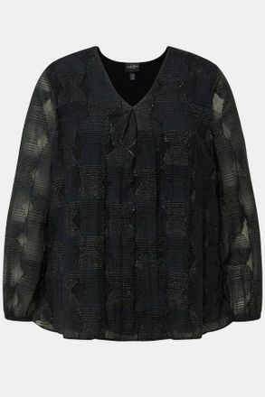 Ulla Popken Druckbluse Bluse doppellagig V-Ausschnitt