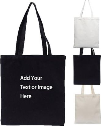 Generic Sac en toile personnalisable, sac cadeau personnalis&eacute; avec texte et logo personnalis&eacute;s sur le devant et larri&egrave;re pour l&eacute;cole, le travail, le shopping,