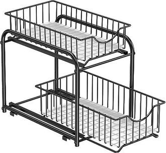 Songmics Organiseur de Cuisine, Étagère sous Évier, 2 Paniers Coulissants, Empilable, pour Rangement dans Placard, sous Lavabo, avec Tiroirs, pour Cuisine, Sal