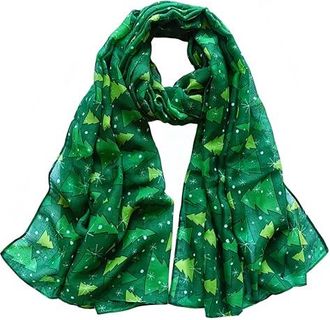 Lina & Lily Foulard Femme &agrave; Motifs de No&euml;l (Vert, Arbre de No&euml;l)