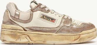 Autry BASKETS CLC SUPER VINTAGE EN CUIR BLANC ET PLATINE