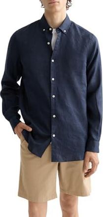 Scotch & Soda Mens Core-Linen Shirt LS Button, Night, XXL