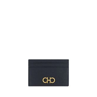Ferragamo Genarbter Lederkartenhalter mit Gancini-Logo - - Accessories - Damen - Schwarzk - ONE SIZE