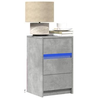 vidaXL Nachttisch mit LED-Leuchten Betongrau Holzwerkstoff - Vidaxl