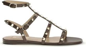 Valentino Garavani Femme, Chaussures, Brun, Taille: 38 1/2 EU Bos Taurus Strap-On Sandales