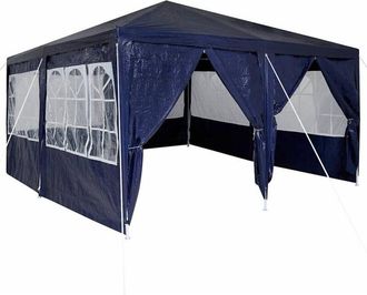 vidaXL Tente de f&ecirc;te Bleu, Blanc 400 x 400 x 266 cm Polyester, Acier Vidaxl