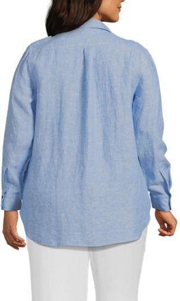 Lands End Leinenbluse, Damen, Größe:52-54 plus, Blau, Leinen, by Lands End