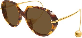 Bottega Veneta Oval Sonnenbrille - - Accessories - unisex - Braun - 60 MM