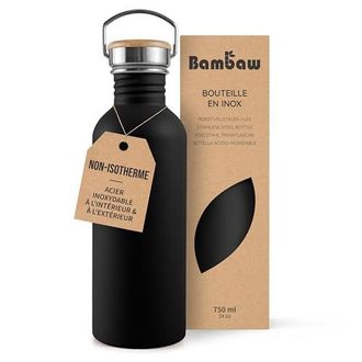 Bambaw Gourde 750 ml Inox, Gourde Sport Noire, Bouteille dEau Non-Isotherme, Gourde randonnée, Gourde Reutilisable, Gourde Acier Inoxydable sans BPA - Noir O