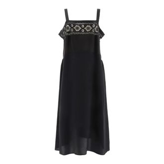 Maison Margiela Femme, Robes, Noir, Taille: 36 FR Robe Noire Brodée Évasée Aw25