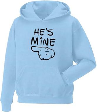 Generico Ensemble festif de Saint-Valentin pour couple élégant Sweat-shirt de Saint-Valentin pour femme avec capuche, bleu clair, 3XL