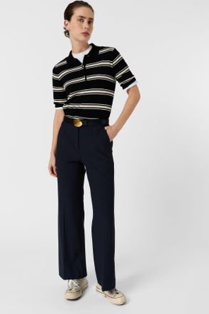 Gerard Darel Pantalon droit &agrave; fines rayures - AVIA - Marine