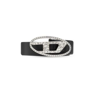 Diesel Lederg&uuml;rtel mit ovaler D-Logo-Schnalle - - Accessories - Damen - Schwarzk - 85 CM