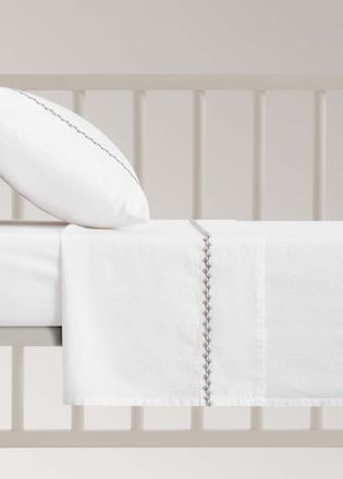 Mango Drap plat berceau percale de coton d&eacute;tail brod&eacute; blanc - Home - 100x150cm - MANGO HOME