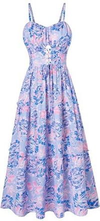 Grace Karin Robe d&eacute;t&eacute; Femme Bretelles Spaghetti Fleur de f&ecirc;te d&eacute;t&eacute; A Ligne boh&egrave;me Mariage M Fleurs Rose Bleu Clair