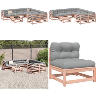 vidaXL 9-tlg. Garten-Sofagarnitur mit Kissen Massivholz Douglasie - Gartenm&ouml;bel - Douglasienholz M&ouml;bel - Outdoor Sofa - Terrassenset - Loungesessel - Home &