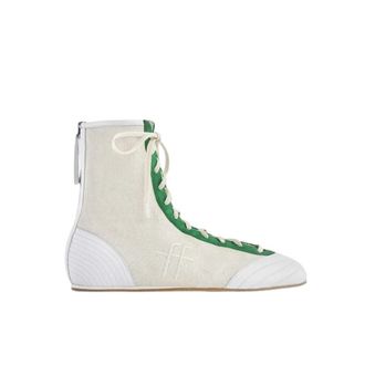 Forte_Forte Hohe Boxer-inspirierte Sneakers in Wei&szlig; und Gr&uuml;n - - Shoes - Damen - Wei&szlig; - 38 EU