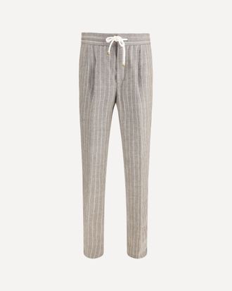 Brunello Cucinelli Linen pinstriped twill Pants Male 50