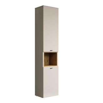 Trendteam Sao Paulo - Hochschrank - Kashmir (Beige)/Evoke Eiche - Badezimmerschrank mit offenem Fach und 3 Einlegeb&ouml;den - (BxHxT) 40 x 186 x 31 cm - Soft-Close-