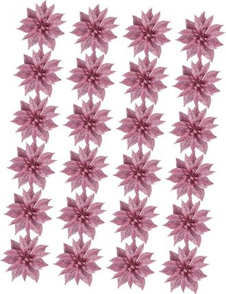 BESPORTBLE 24 St&uuml;ck Kleiner Weihnachtsblumen Dekor 10cm Goldgl&auml;nzende Selbstgemacht Girlande f&uuml;r Weihnachtsbaum Kranz und Kamin Handgefertigt Leicht und Vielseit