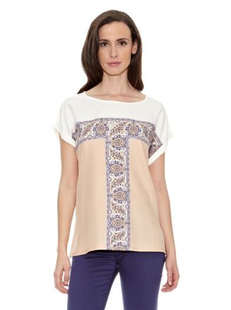 Springfield Cortefiel Shirt beige/weiß M