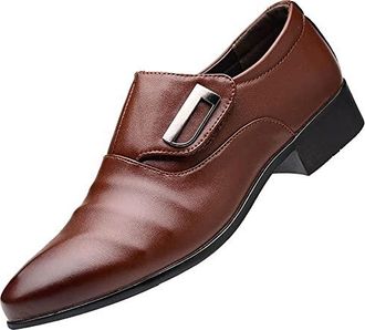 Generic Chaussures habill&eacute;es pour homme vintage avec sangle moine sans lacets, mocassins &agrave; enfiler &agrave; bout pointu en cuir, talon bloc, chaussures larges antid&eacute;
