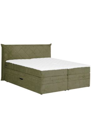 Welnova Boxspringbett, Gr&uuml;n, Textil, H3 + H4, 7-Zonen, H&ouml;he ca. 17 cm, 180x200 cm, gepolstertes Kopfteil, in verschiedenen Gr&ouml;&szlig;en erh&auml;ltlich, H&auml;rtegradauswahl