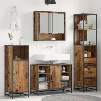 vidaXL Ensemble de mobilier de salle de bain avec tiroir Bois Ancien vidaXL