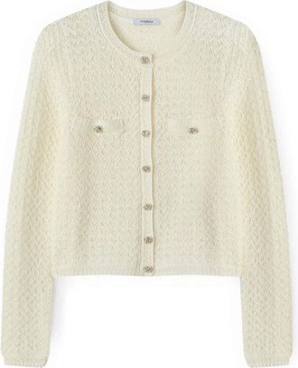 Motivi Femme, Pulls, Blanc, Taille: 38 FR Cardigan en maille ajour&eacute;e