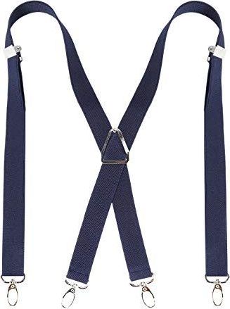 Alizeal Bretelles fines solides en forme de X pour homme avec 4 clips, taille unique