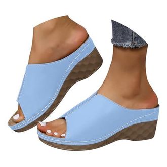 Generic Pantoufles orthop&eacute;diques avec soutien de la vo&ucirc;te plantaire pour femme - Confortables - Couleur unie - Respirant - En cuir - Semelle compens&eacute;e - &Agrave; enf