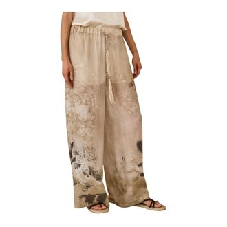Souvenir Femme, Pantalons, Beige, Taille: 40 FR Pantal&oacute;n Palazzo Estampado