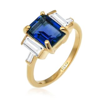 Elli Ring - Ring Cocktail Quartz Topas Edelstein 925 Silber ve - Gr. 56 MM - in Gold - f&uuml;r Damen