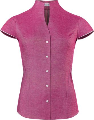 Vincenzo Boretti Bluse, modern-fit/leicht tailliert, Kelchkragen, Soft Oxford, Kurzarm - b&uuml;gelleicht rot 34
