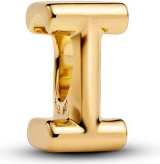 Pandora Buchstabe I Alphabet-Mini-Charm aus Sterling Silber mit 14 Karat Vergoldung, kompatibel Moments, Ma&szlig;e: 6,4 x 8,3 x 4,5 mm, 763955C00