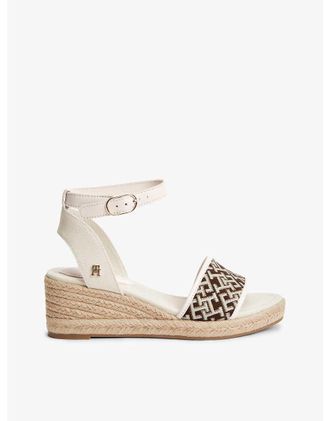 Tommy Hilfiger Espadrilles compens&eacute;es en jacquard avec plaque &agrave; logo - Marron multicolore